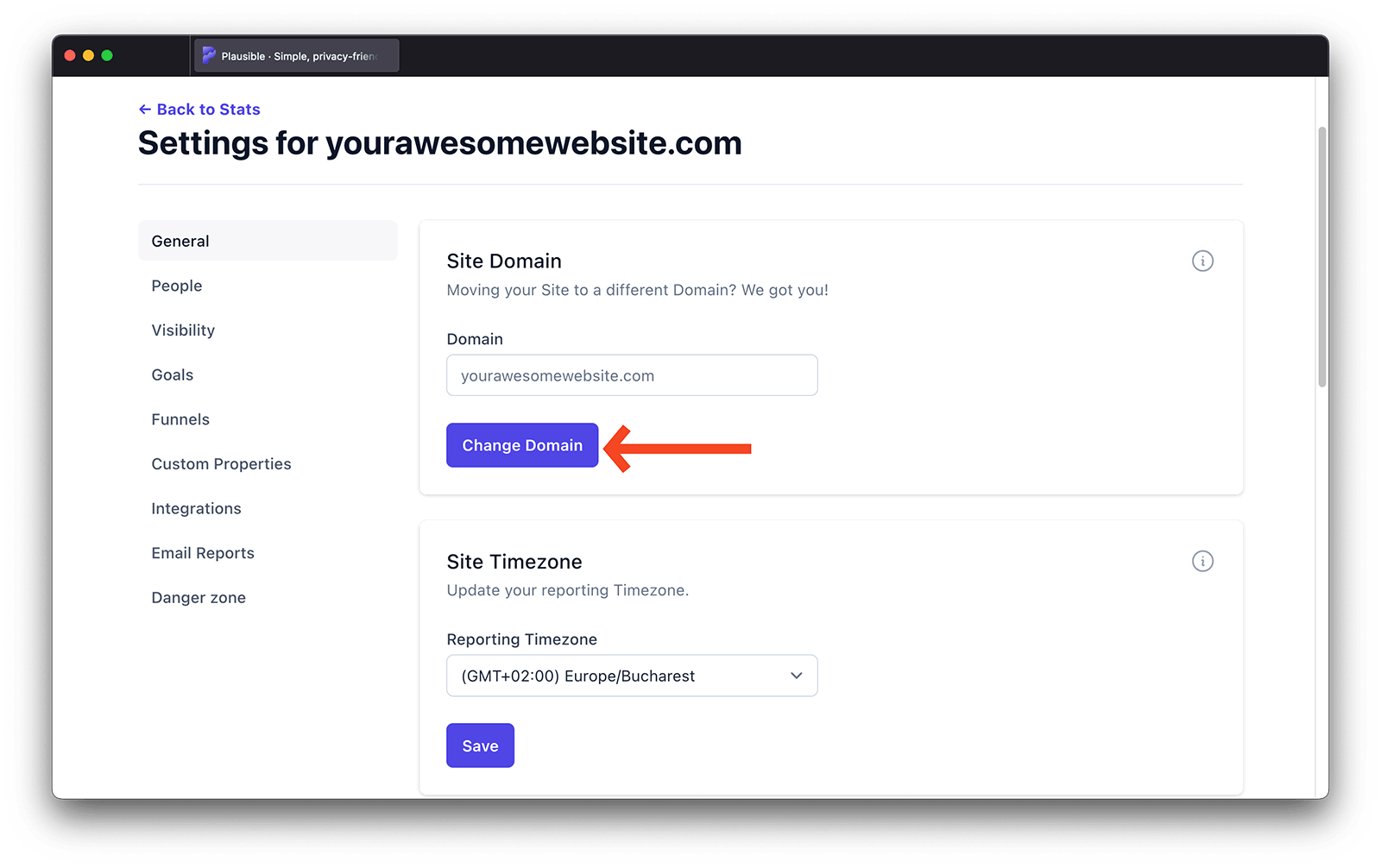 Change Your Domain Name Plausible Docs